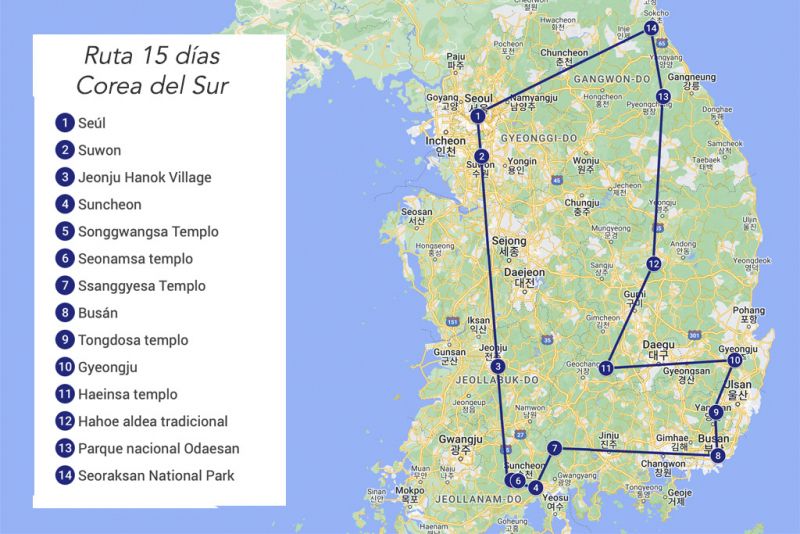 Ruta por Corea del Sur en coche, que ver en 15 días