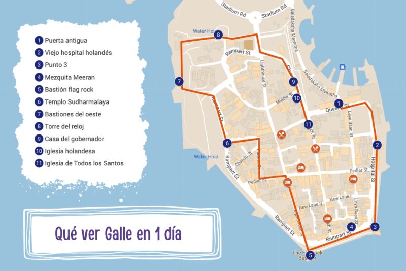 Qué ver en Galle en 1 día, recorrido a pie (con mapa)