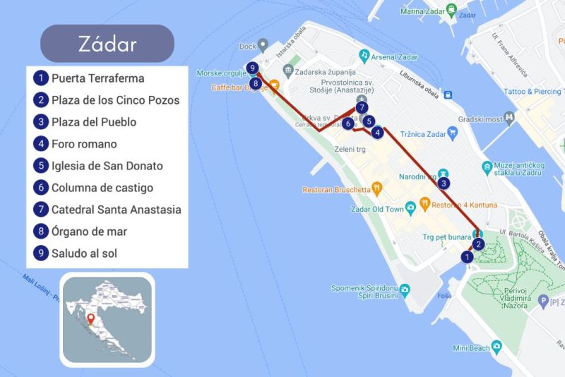 Qué ver en Zadar en medio día, que recorrido hacer (mapa)
